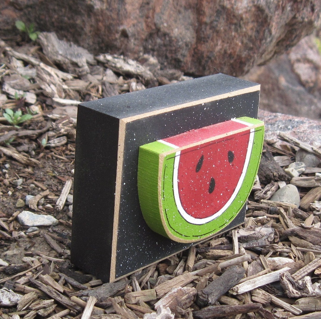 WATERMELON BLOCK for Summer, Shelf, Desk, Office and Kitchen Home Decor ...