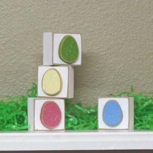SQUARE BLOCKS With Four Easter EGGS for Easter and Home Decor - Etsy