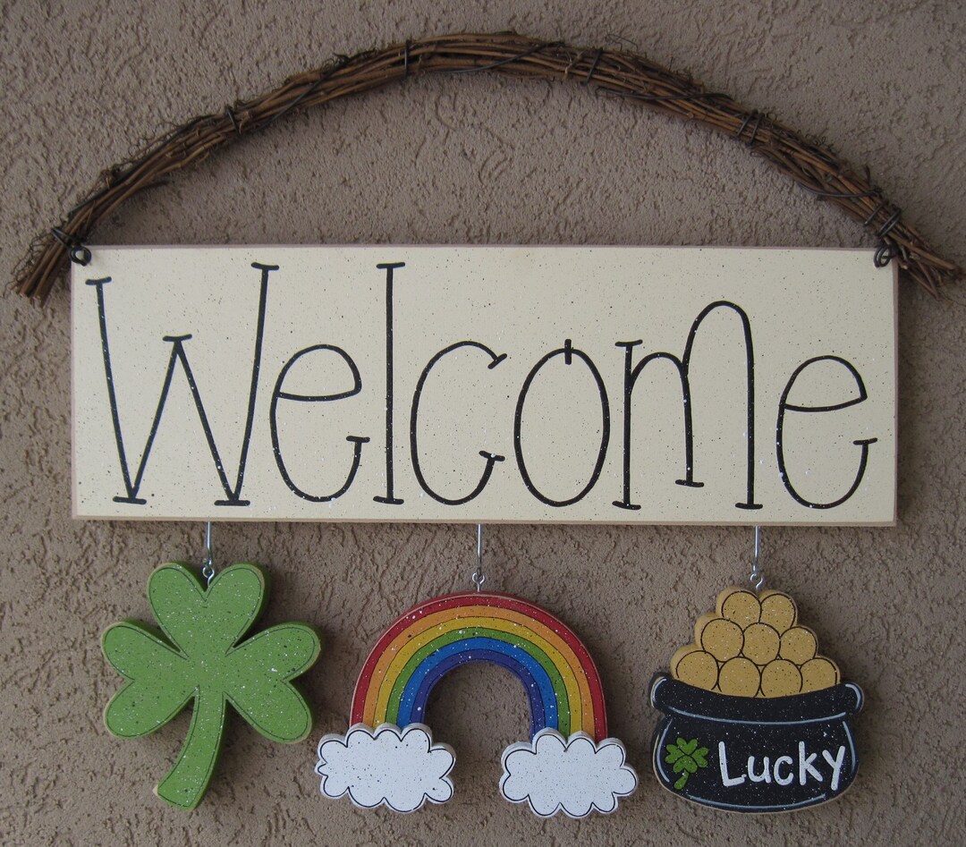 WELCOME SIGN (LUCKY Themed) for Wall and Home Decor - Etsy