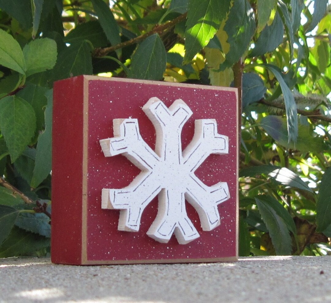 Snowflake Block for Winter, Christmas, Noel, Shelf, Desk, Office ...