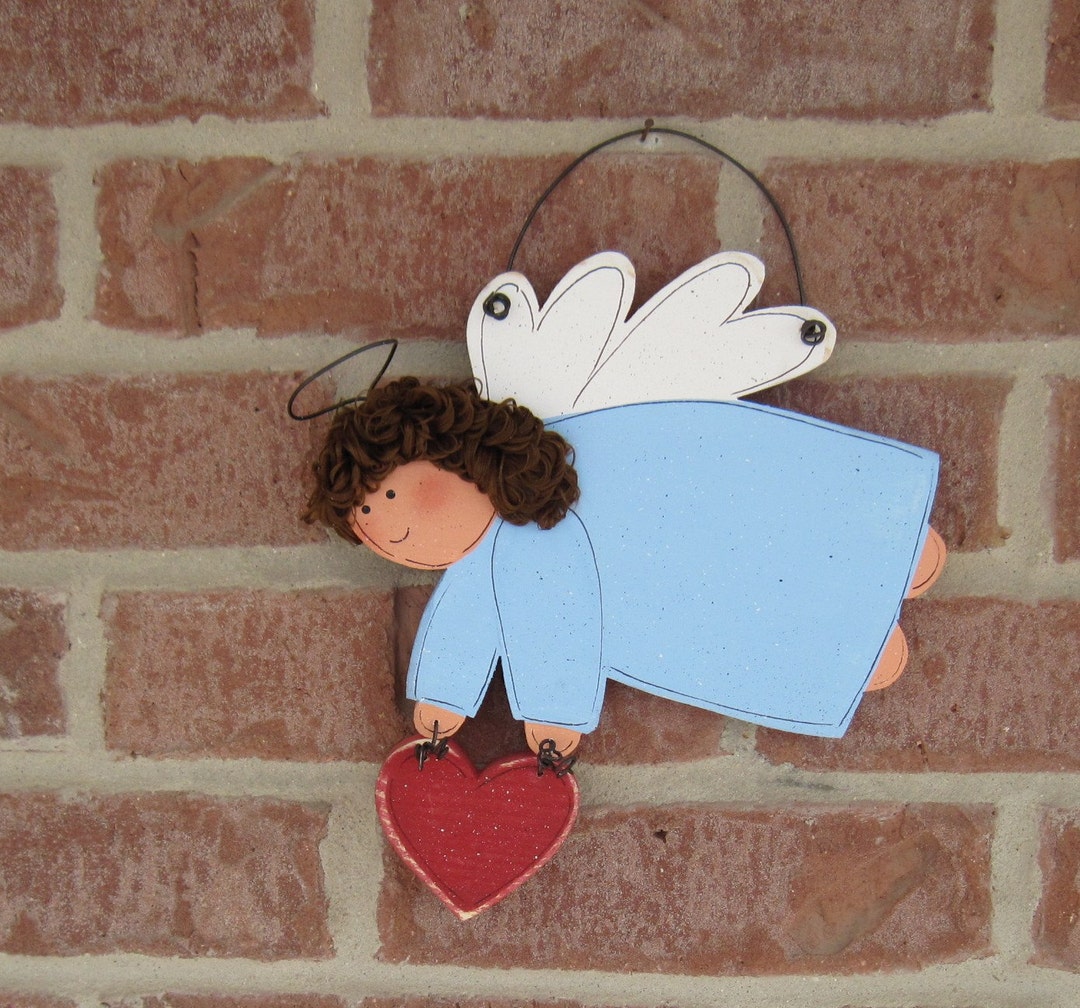 HANGING ANGEL With HEART for Wall, Door, Tree, Holiday, December, Xmas ...