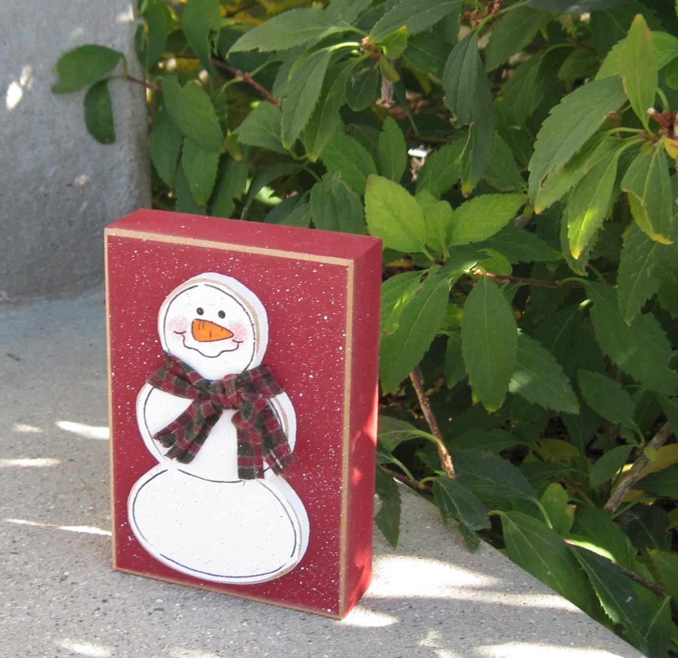 RED SNOWMAN BLOCK for Christmas, Winter, Noel, Shelf, Desk, Office ...