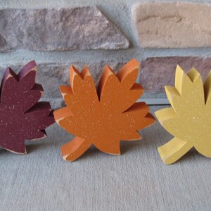 Set of 3 FALL LEAF BLOCKS for Fall, Autumn, Shelf, Desk, Office and ...