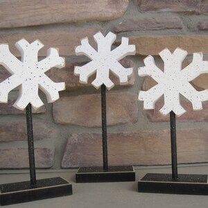 3 Tall Standing SNOWFLAKE THEMED Block SET for Winter Decor, Shelf ...