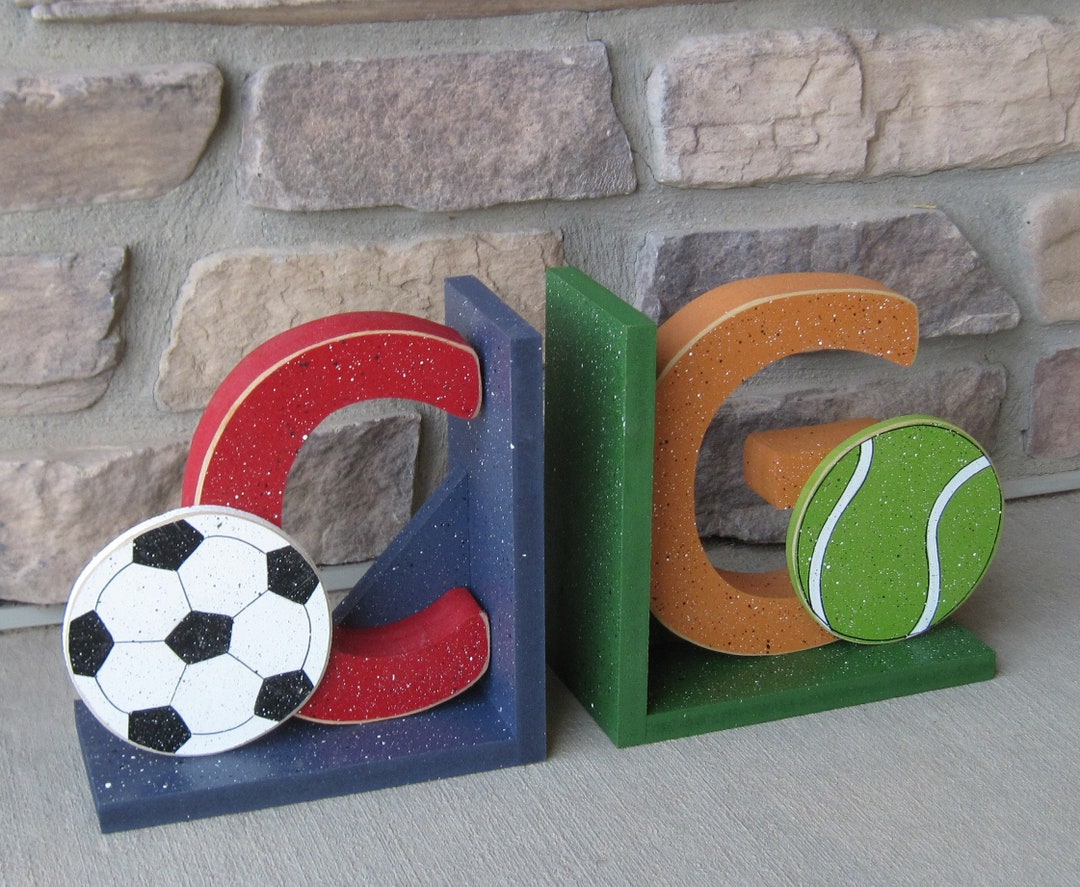 Personalized Sports Themed Bookends for Children Library, Bookshelf - Etsy