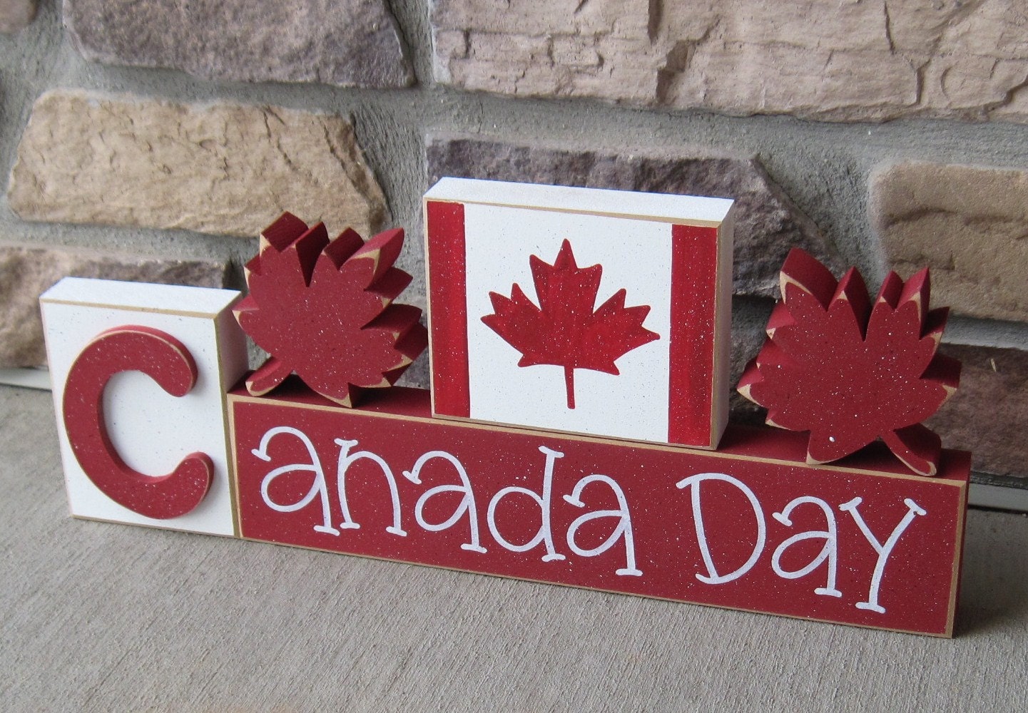 CANADA DAY BLOCKS With Maple Leafs and Canada Flag Blocks for Table ...