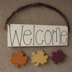 WELCOME SIGN (LEAVES) for Wall and Home Decor - Etsy