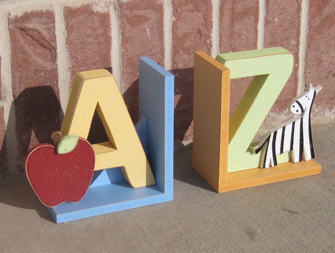 A to Z Bookends for Children Library, Bookshelf, Apple, Zebra - Etsy