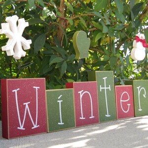 WINTER BLOCK SET With Christmas Colors for Shelf, Mantle, Office ...