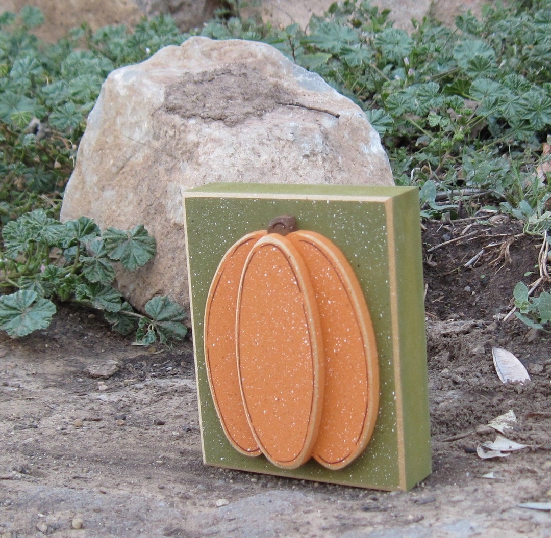 HARVEST PUMPKIN BLOCK for Thanksgiving, Autumn, Fall, Holiday, Shelf ...