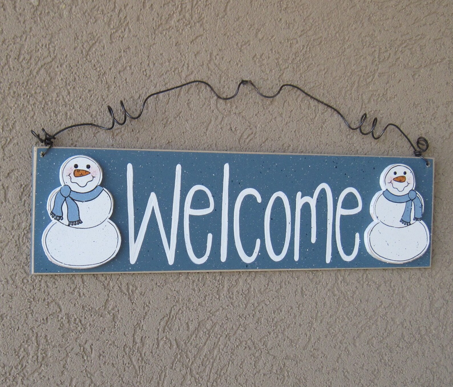 Free Shipping Welcome Sign With Snowmen blue Gray for Home | Etsy