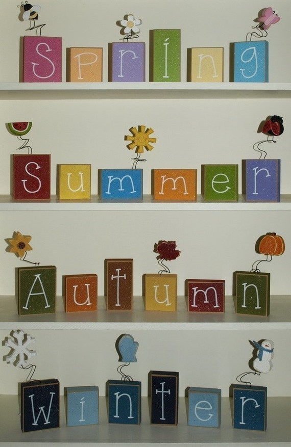 SEASON BLOCKS for Winter Spring Summer Autumn Fallshelf - Etsy Canada