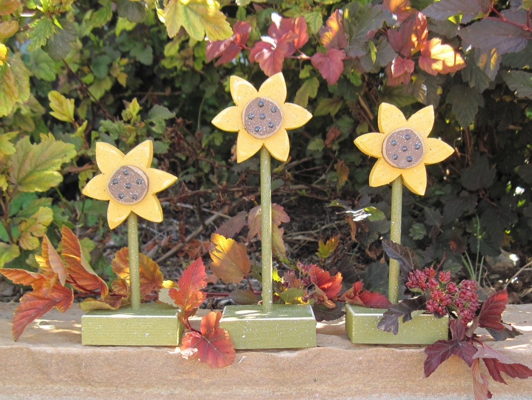 3 STANDING SUNFLOWER SET for Autumn, Fall, Shelf, Desk, Office and Home ...