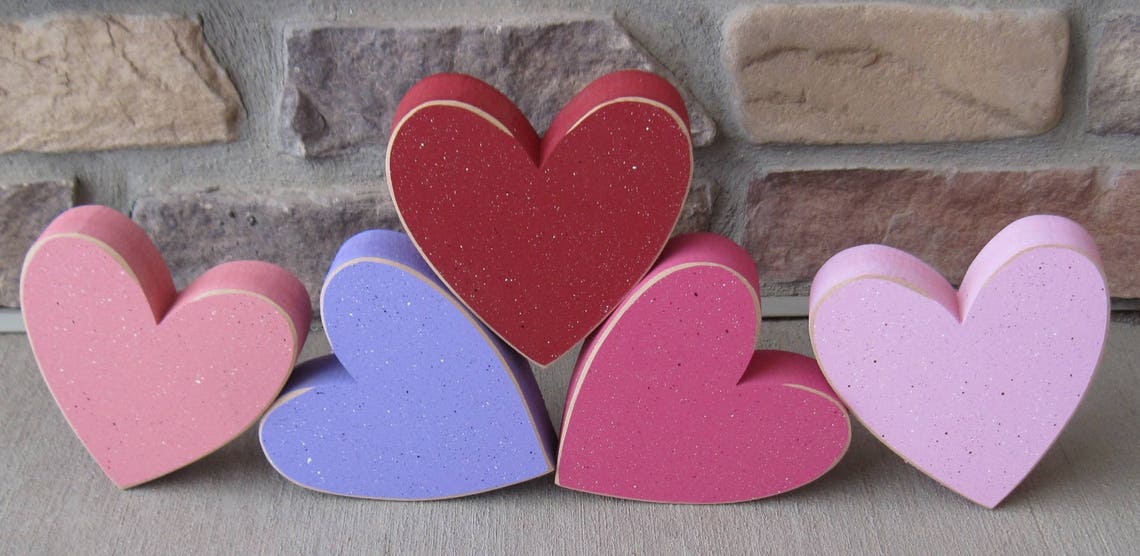 Free Standing HEARTS SET of 5 for Valentines Day and Home | Etsy