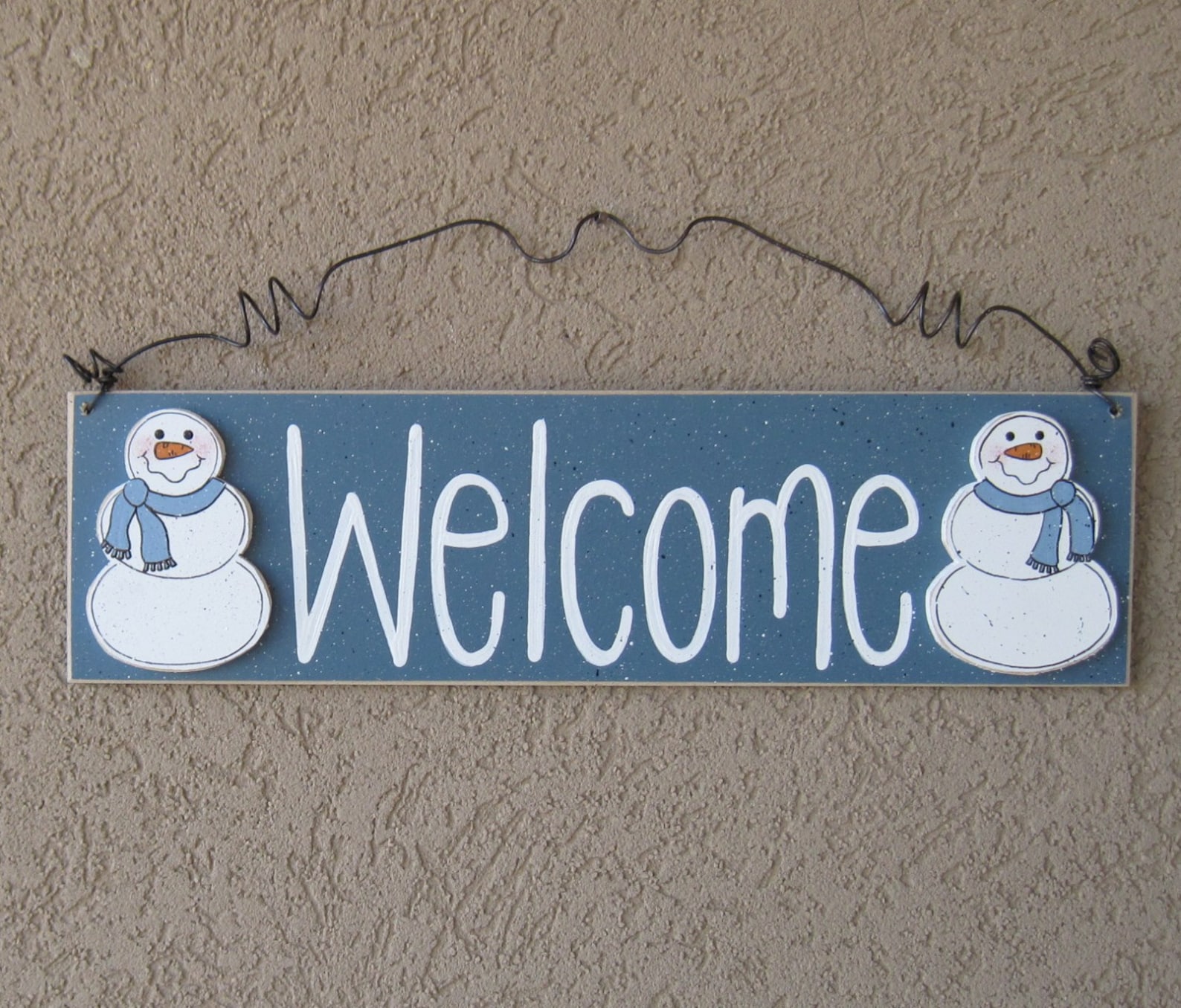 Free Shipping Welcome Sign With Snowmen blue Gray for Home | Etsy