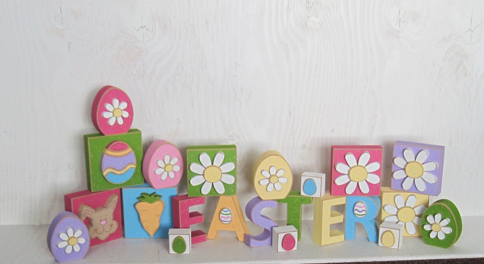 3 EASTER THEMED BLOCK Set for Easter, Spring and Home Decor - Etsy