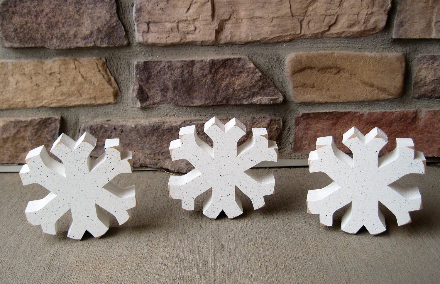 Set of 3 SNOWFLAKE BLOCKS for winter christmas shelf desk | Etsy