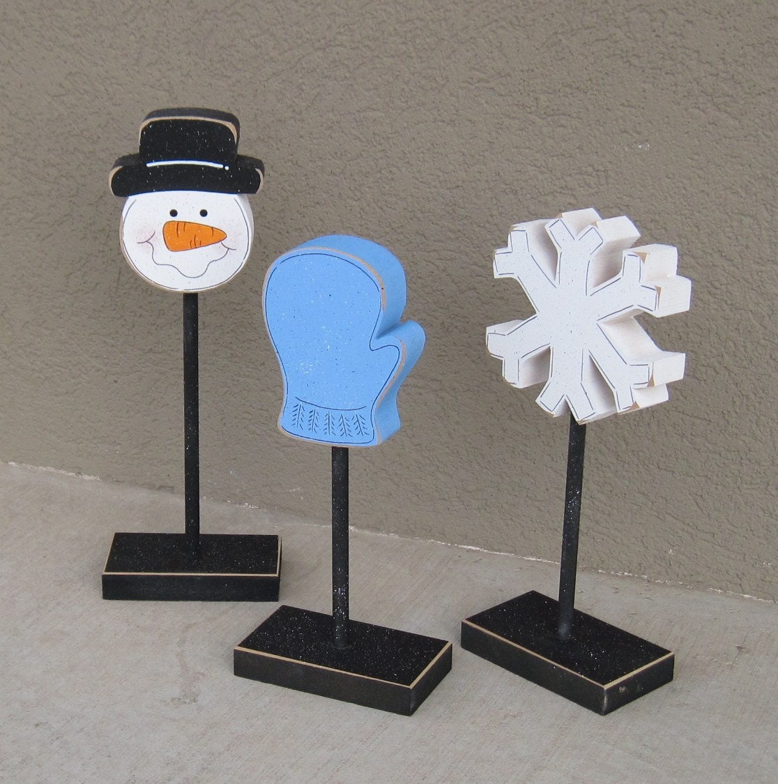 3 Tall Standing WINTER THEMED Block SET with Snowman face | Etsy