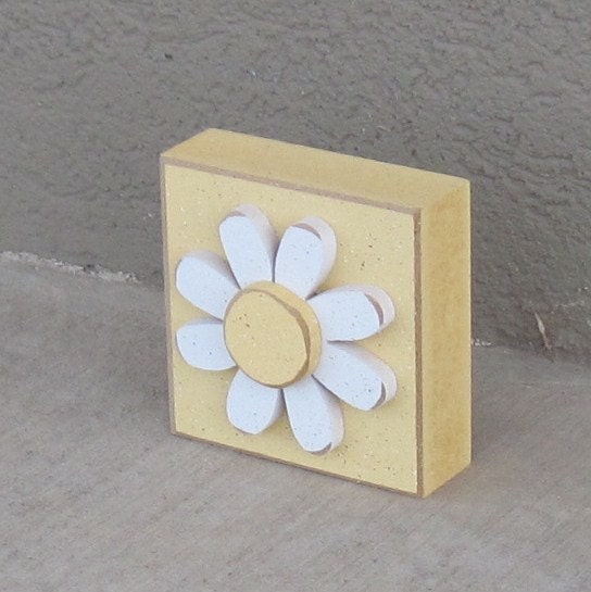 Yellow 3-1/2 Inch SQUARE DAISY BLOCK for Easter Spring Girl - Etsy