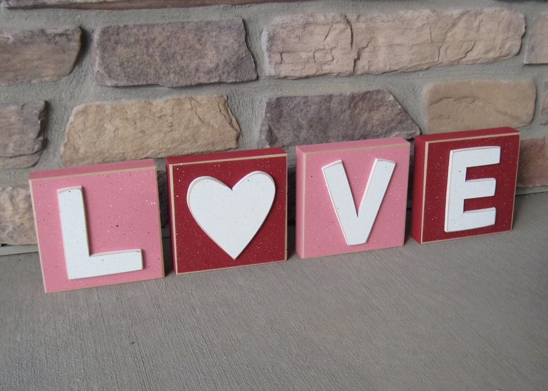 5x5" LOVE Block SET for Valentines Day and Home Decor - Etsy