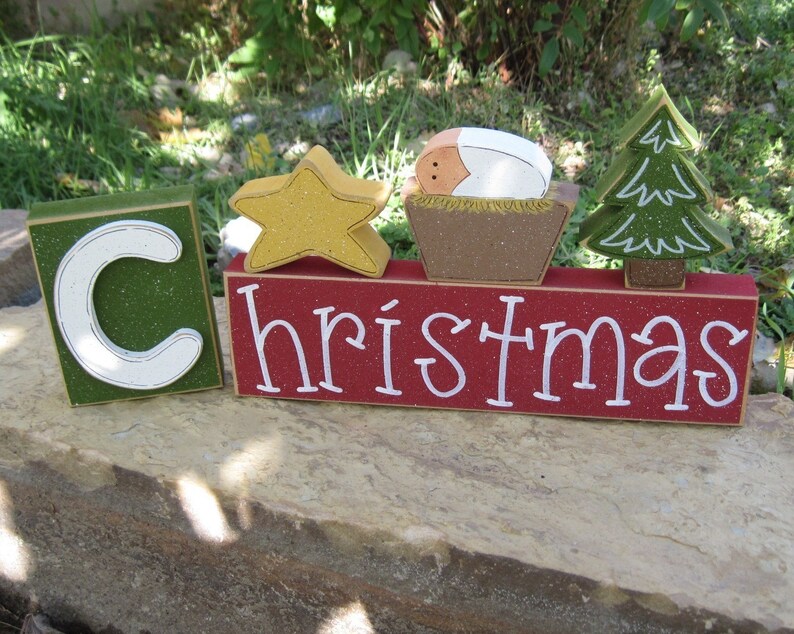 Handcrafted Christmas Blocks, Nativity Scene, Holiday Home Decor - Etsy