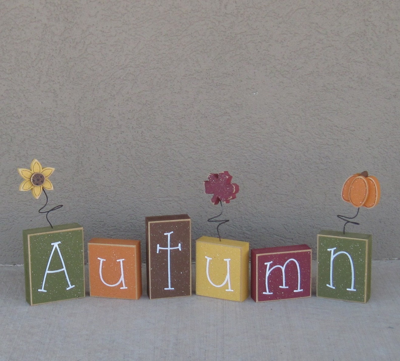 AUTUMN BLOCK SET for Fall Shelf Mantleoffice Seasons - Etsy
