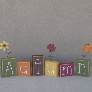 AUTUMN BLOCK SET for Fall, Shelf, Mantle,office, Seasons, Home, and ...