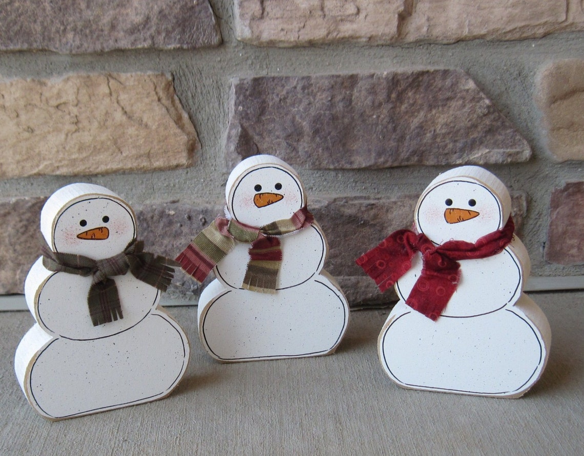 3 Free Standing SNOWMAN BLOCK SET for Winter Christmas - Etsy