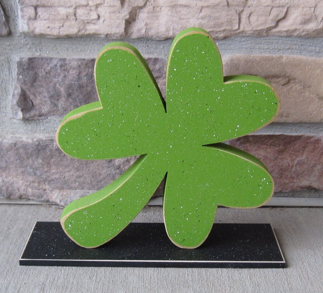 8"x 8" CLOVER or SHAMROCK Block on a Stand for St. Patrick's Day, and ...