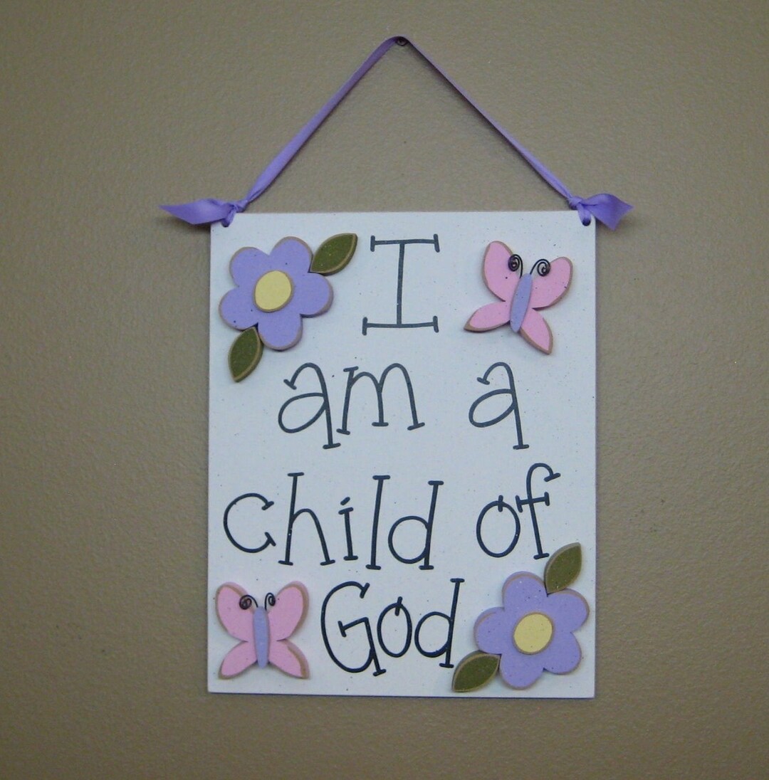 CHILD OF GOD Sign With Purple Daisies and Pink Butterflies for Wall and ...