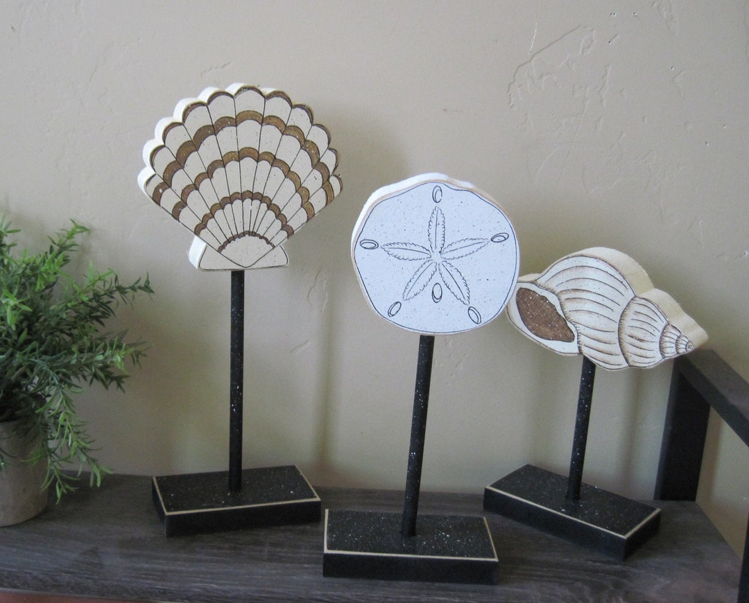 3 Tall Standing Sea Shell Block SET for Sea Shell Decor, Ocean Decor ...
