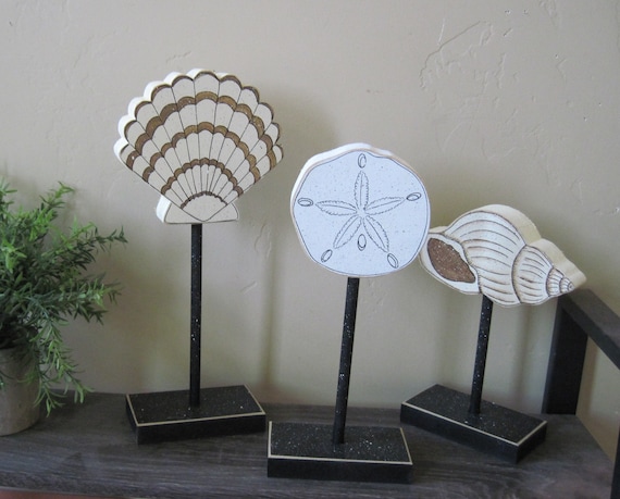 3 Tall Standing Sea Shell Block SET for Sea Shell Decor Ocean | Etsy