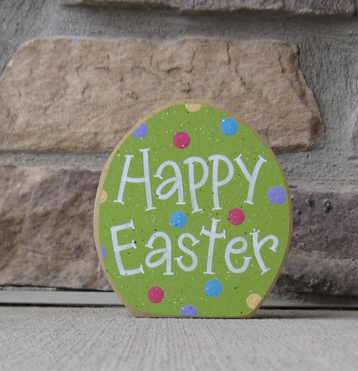 Lime Green Happy Easter Egg Shaped Block for Easter Shelf - Etsy