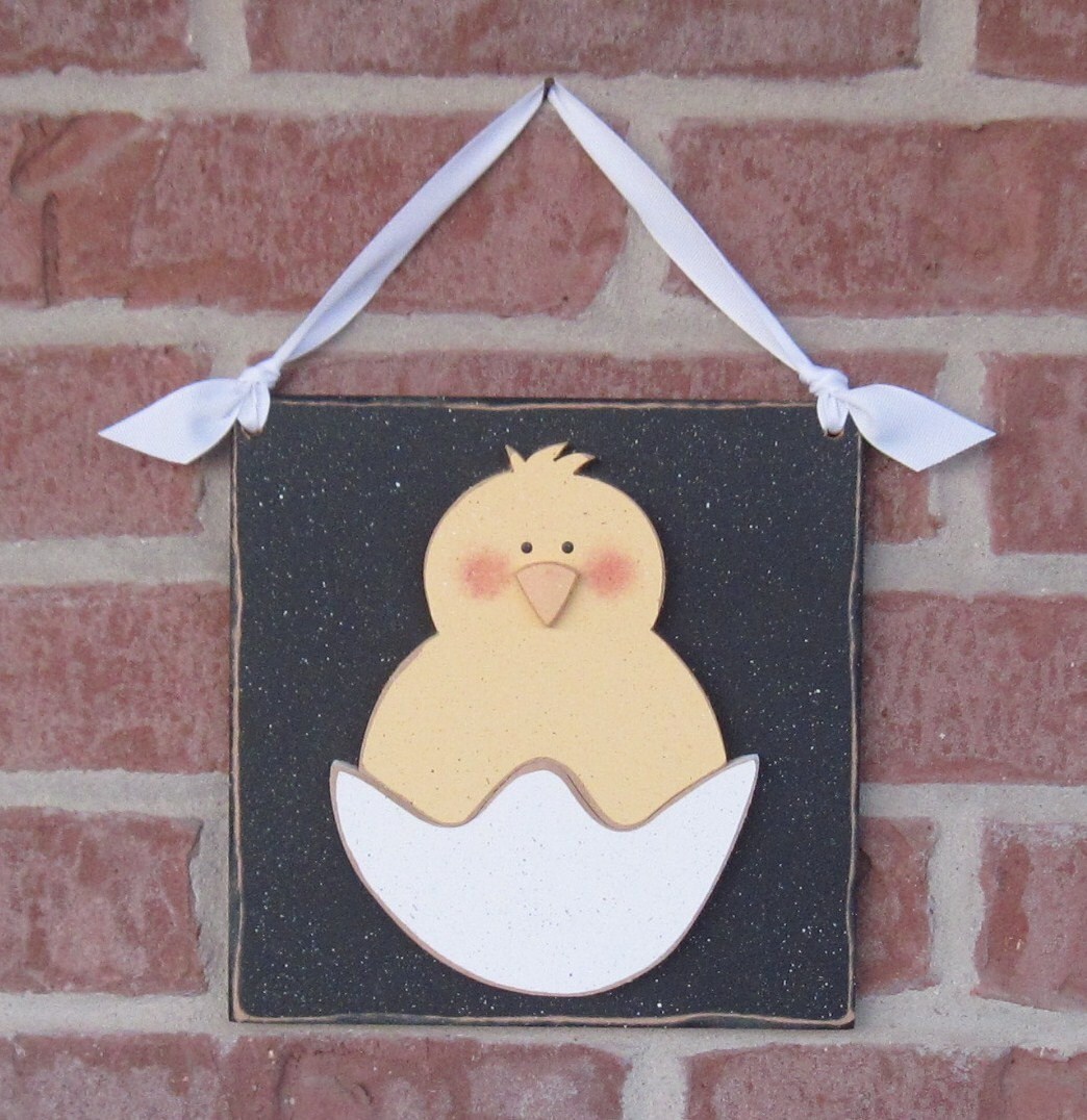 HATCHING EASTER CHICK on a Black Board for Easter Wall and - Etsy