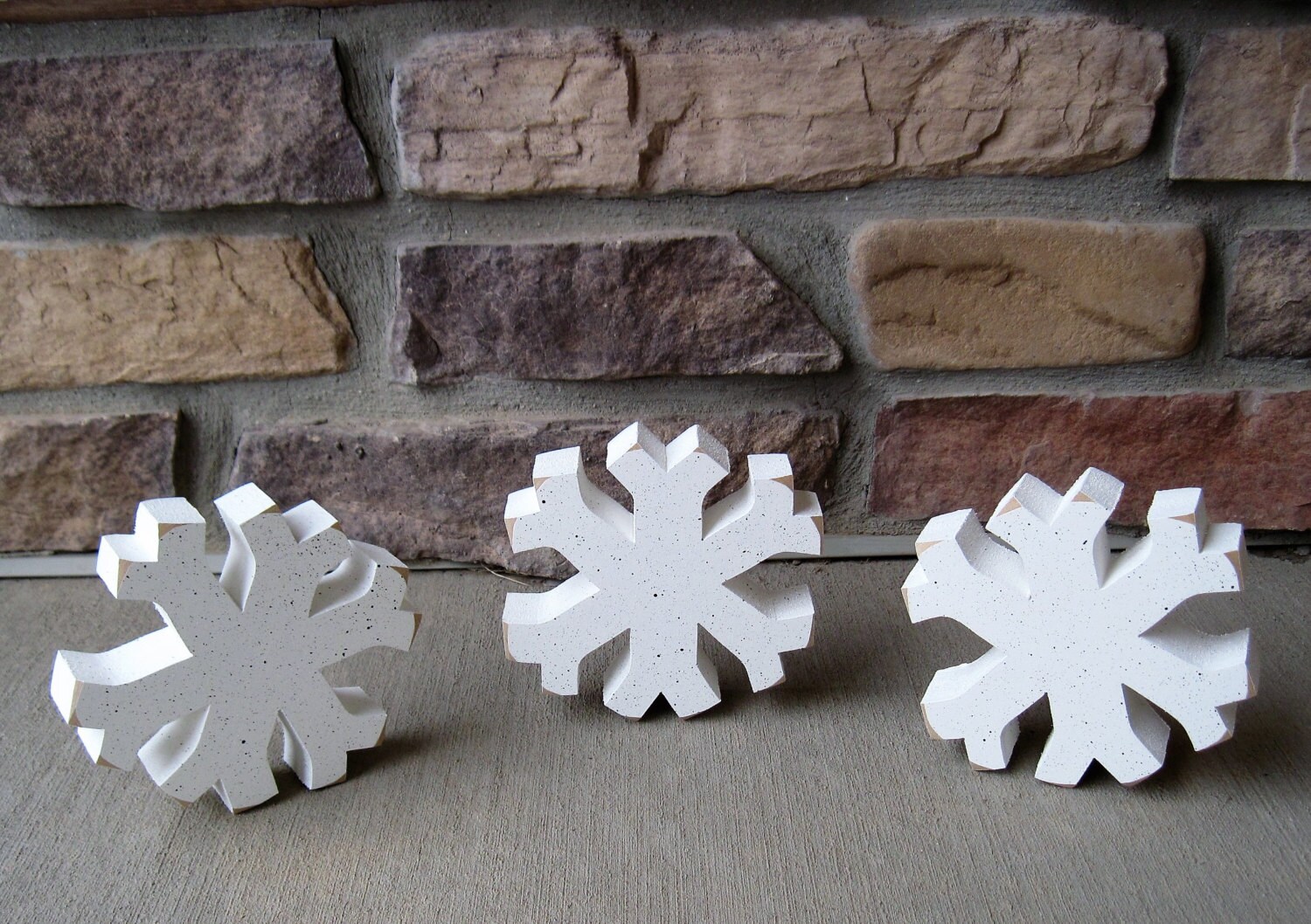 Set of 3 SNOWFLAKE BLOCKS for winter christmas shelf desk | Etsy