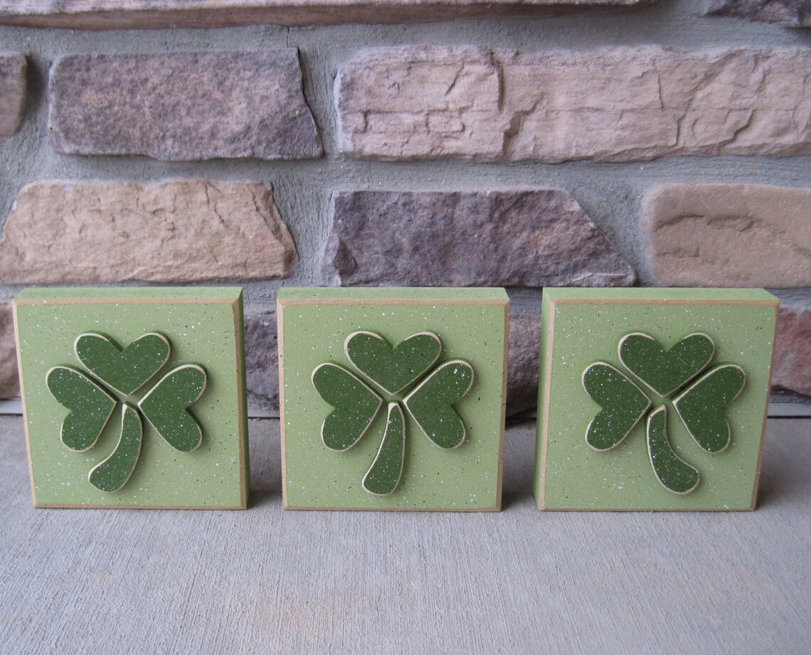 5 CLOVER or SHAMROCK Block SET of 3 for St. Patricks Day - Etsy