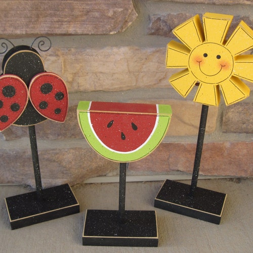 3 Tall Standing SUMMER THEMED Block SET With Sunshine Lady - Etsy