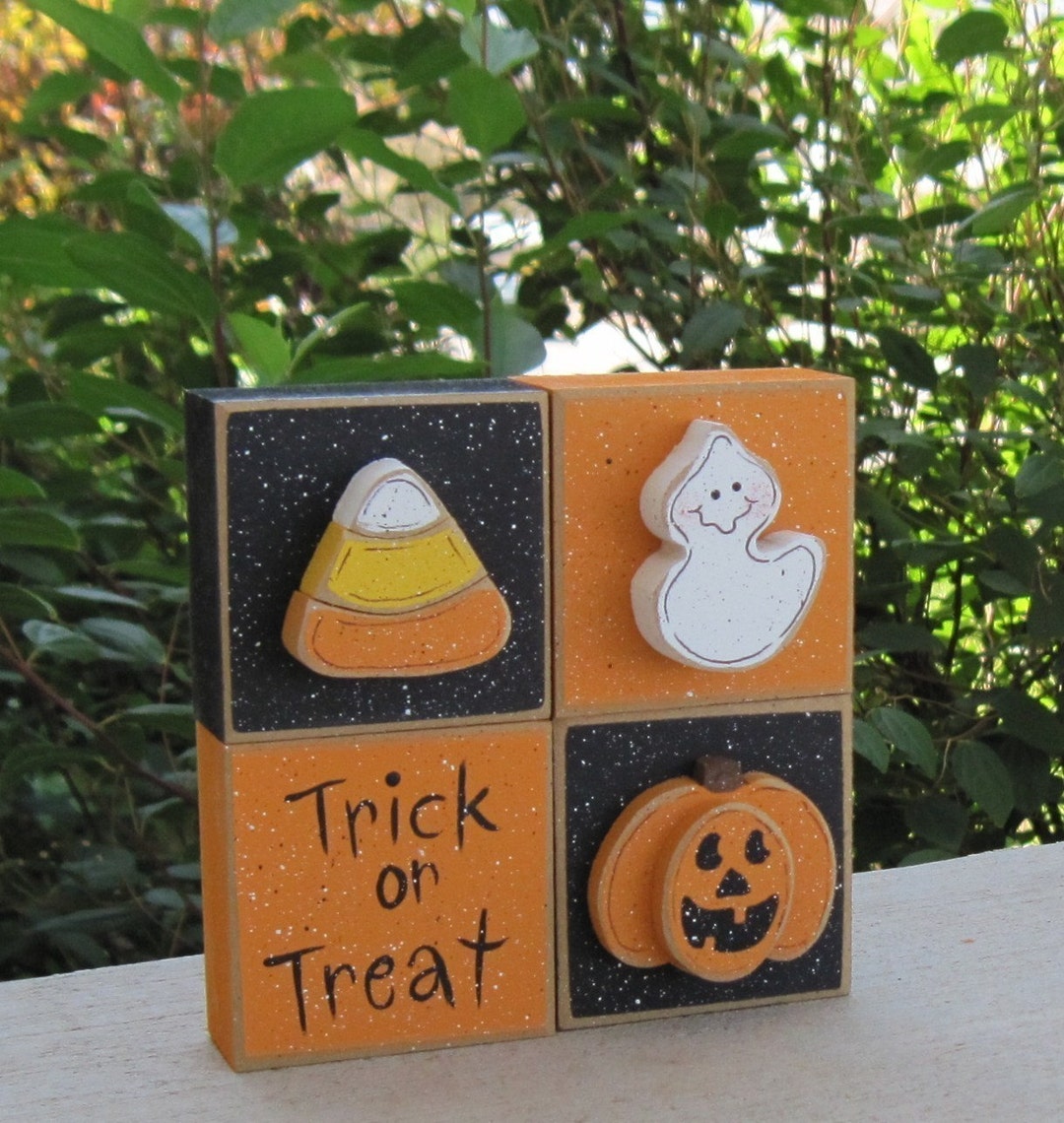HALLOWEEN THEMED SQUARE Blocks With Jackolantern, Candy Corn, Ghost and ...