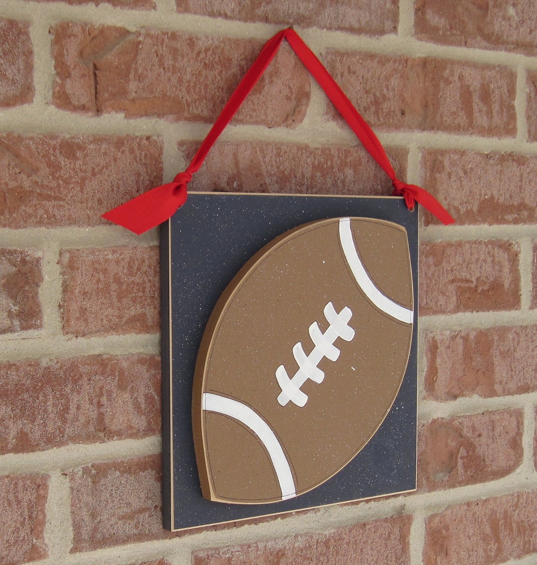 Large 10 Inch HANGING FOOTBALL With Red Ribbon for Boy, Wall, Door ...