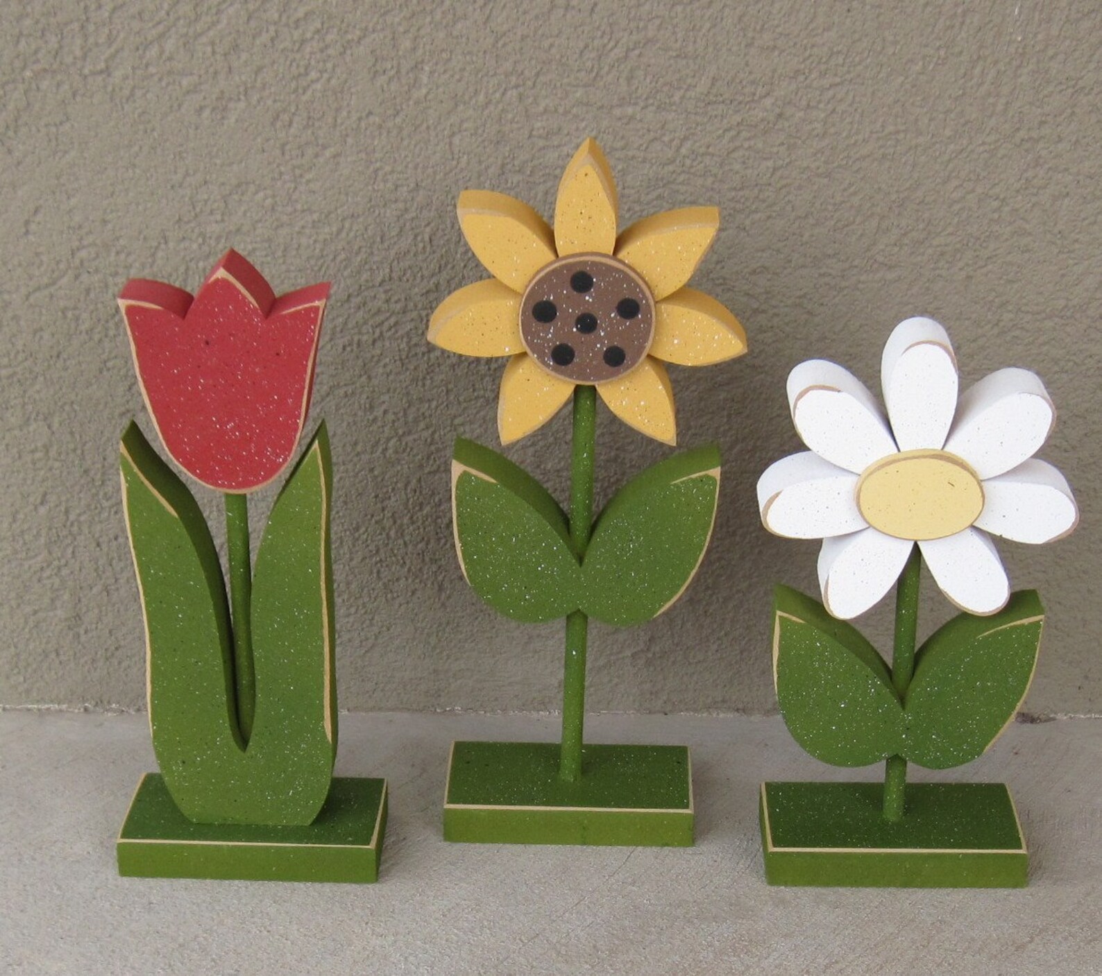 3 Tall Standing Flower Block Set for Spring Decor, Flower Decor, Girl ...
