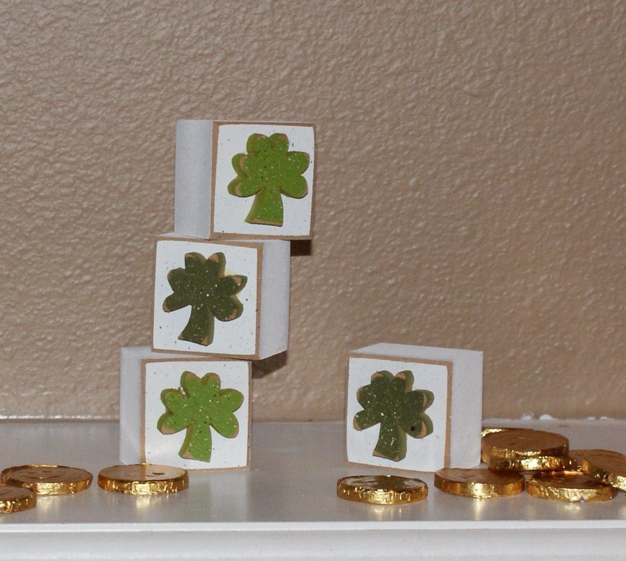 Square BLOCKS With Four CLOVERS for St. Patricks Day and Home | Etsy