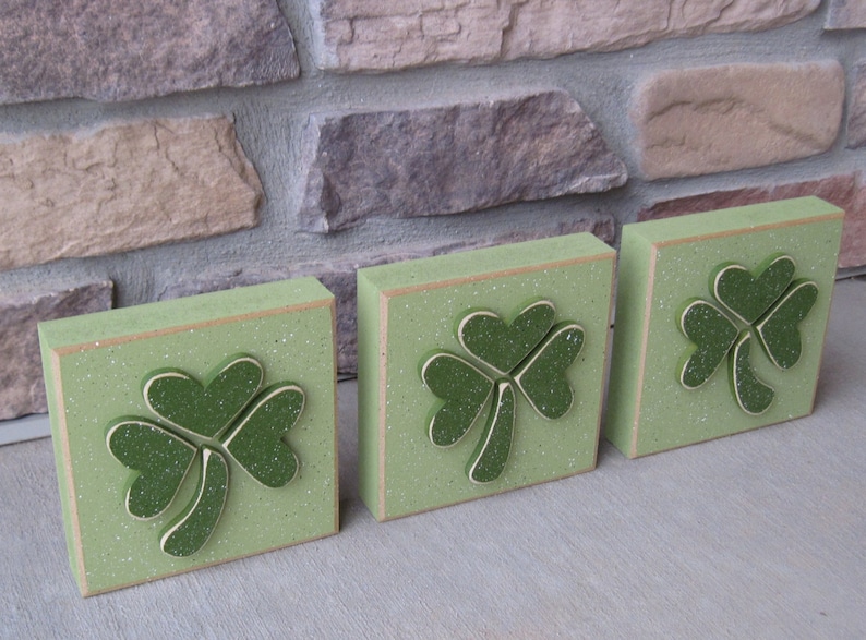 5 CLOVER or SHAMROCK Block SET of 3 for St. Patricks Day - Etsy