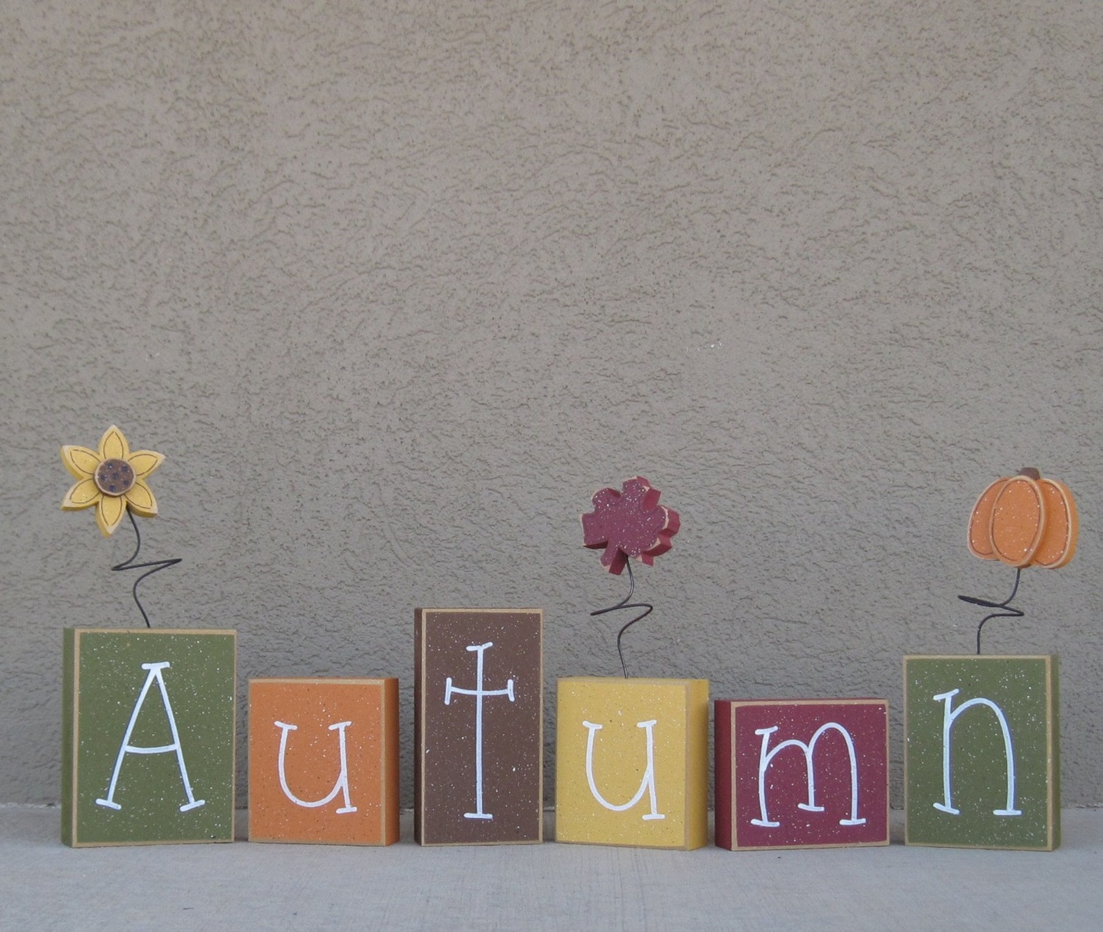 AUTUMN BLOCK SET for Fall Shelf Mantleoffice Seasons - Etsy