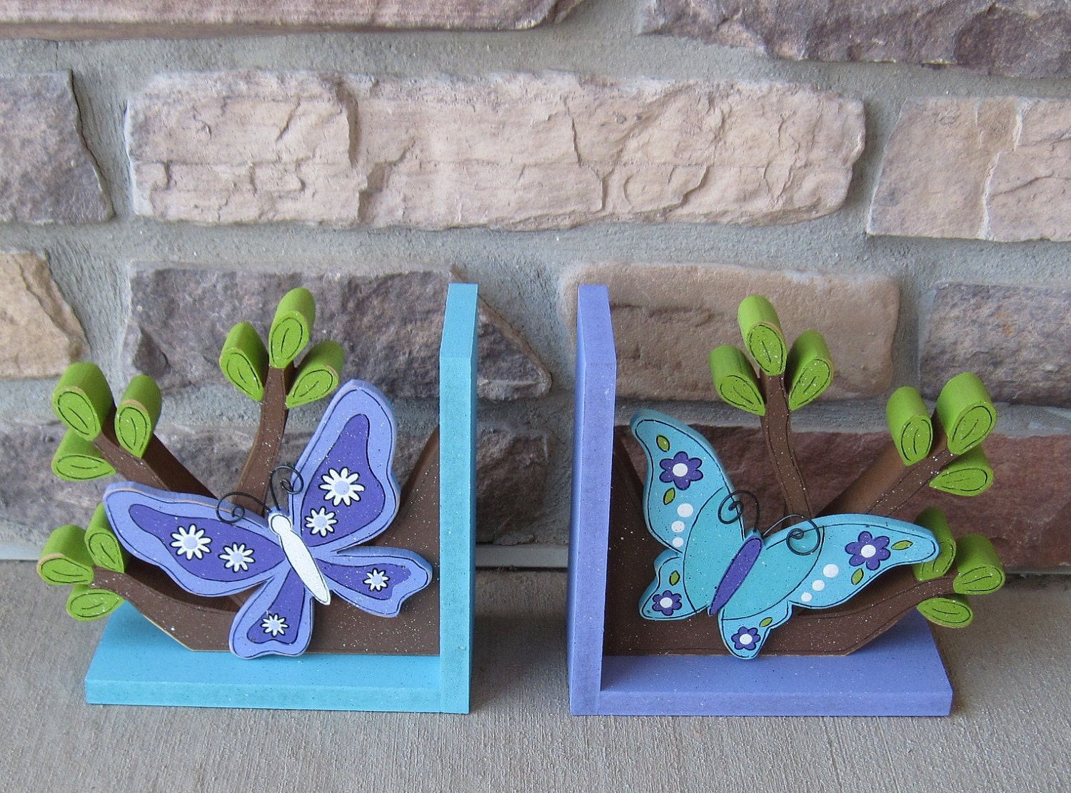 Butterfly and Branches Bookends for Children Library | Etsy