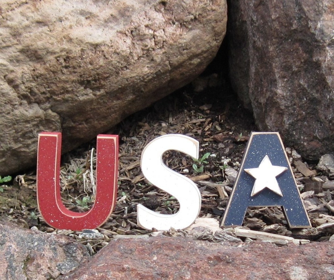 USA BLOCKS for July 4th, Independece Day, Shelf, Desk and Americana ...