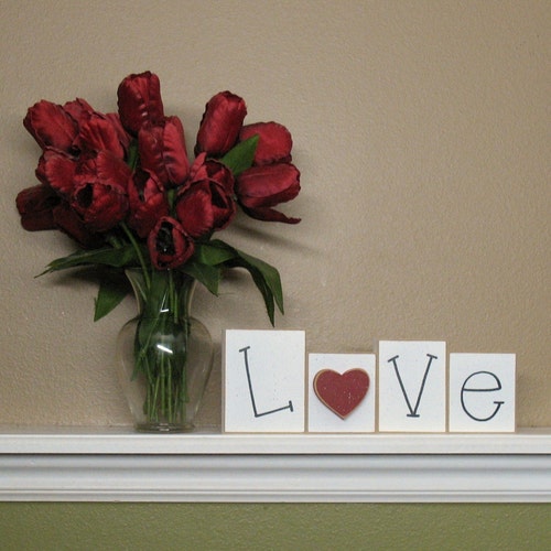 LOVE BLOCK SET for Home Shelf Desk Mantle and Valentine - Etsy