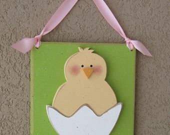 HATCHING EASTER CHICK on a black board for Easter wall and | Etsy