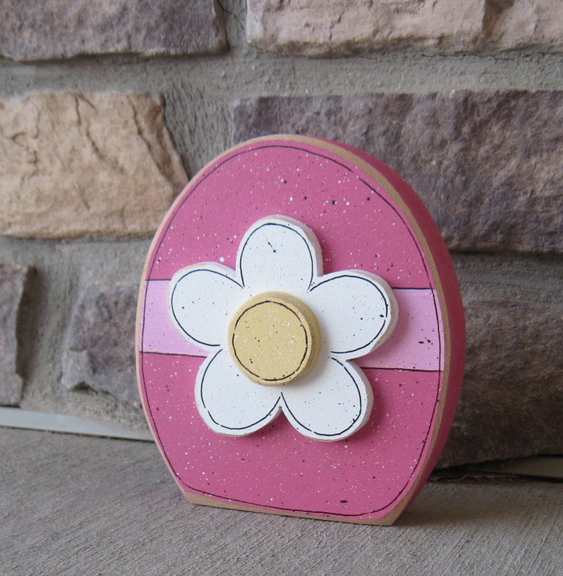 Hot Pink and Pink Egg Shaped Block With Daisy for Easter - Etsy