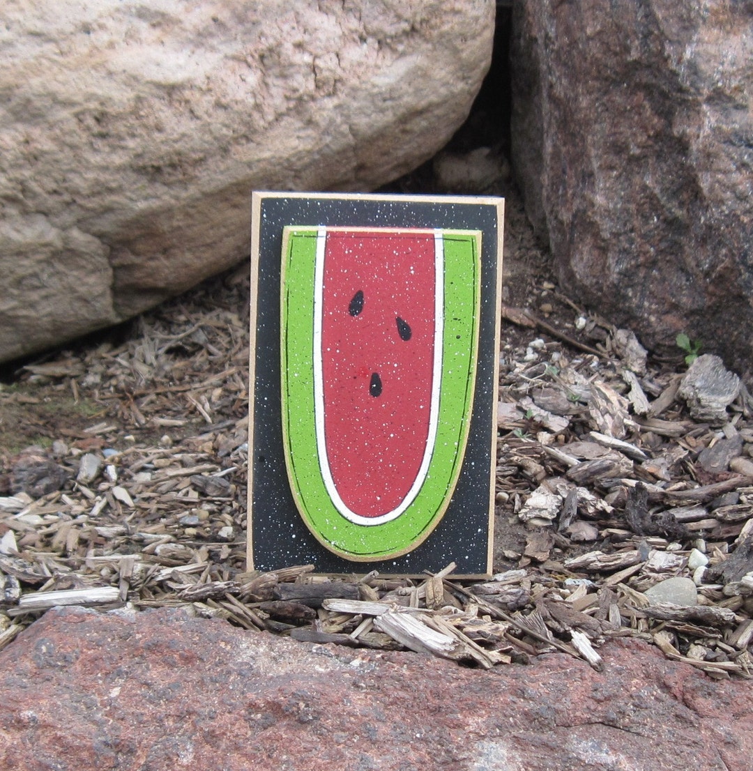 TALL WATERMELON BLOCK for Summer, Shelf, Desk, Office and Kitchen Home ...