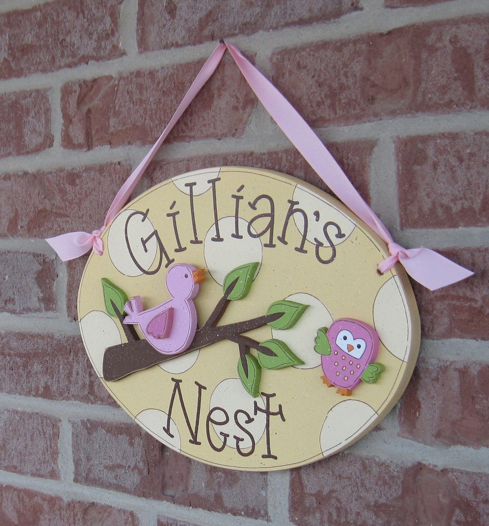 Custom Personalized Name or Word Oval Sign With Bird Owl - Etsy